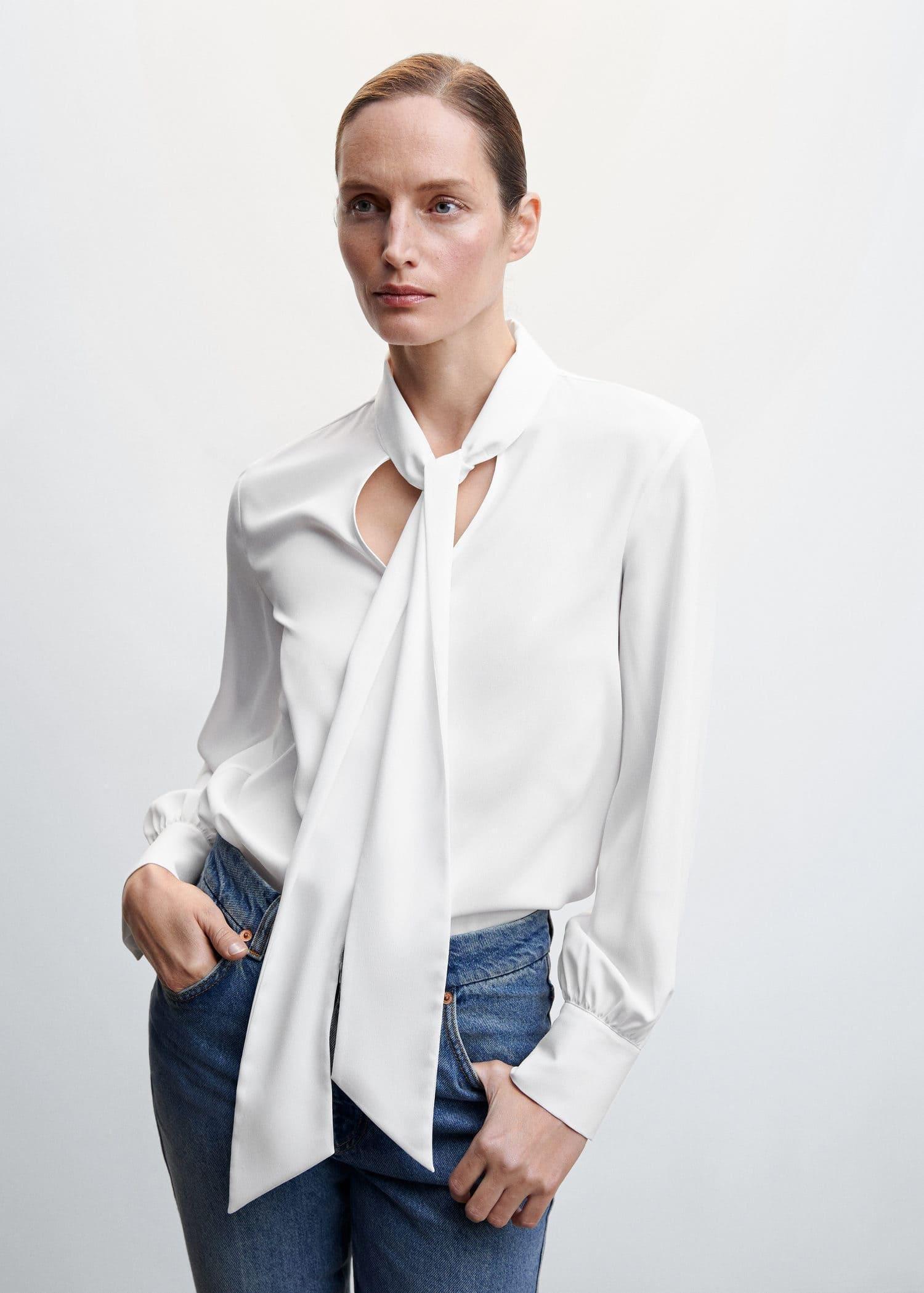 تسوق White Lace Flowy Blouse Mango | أزاديا الإمارات العربية المتحدة