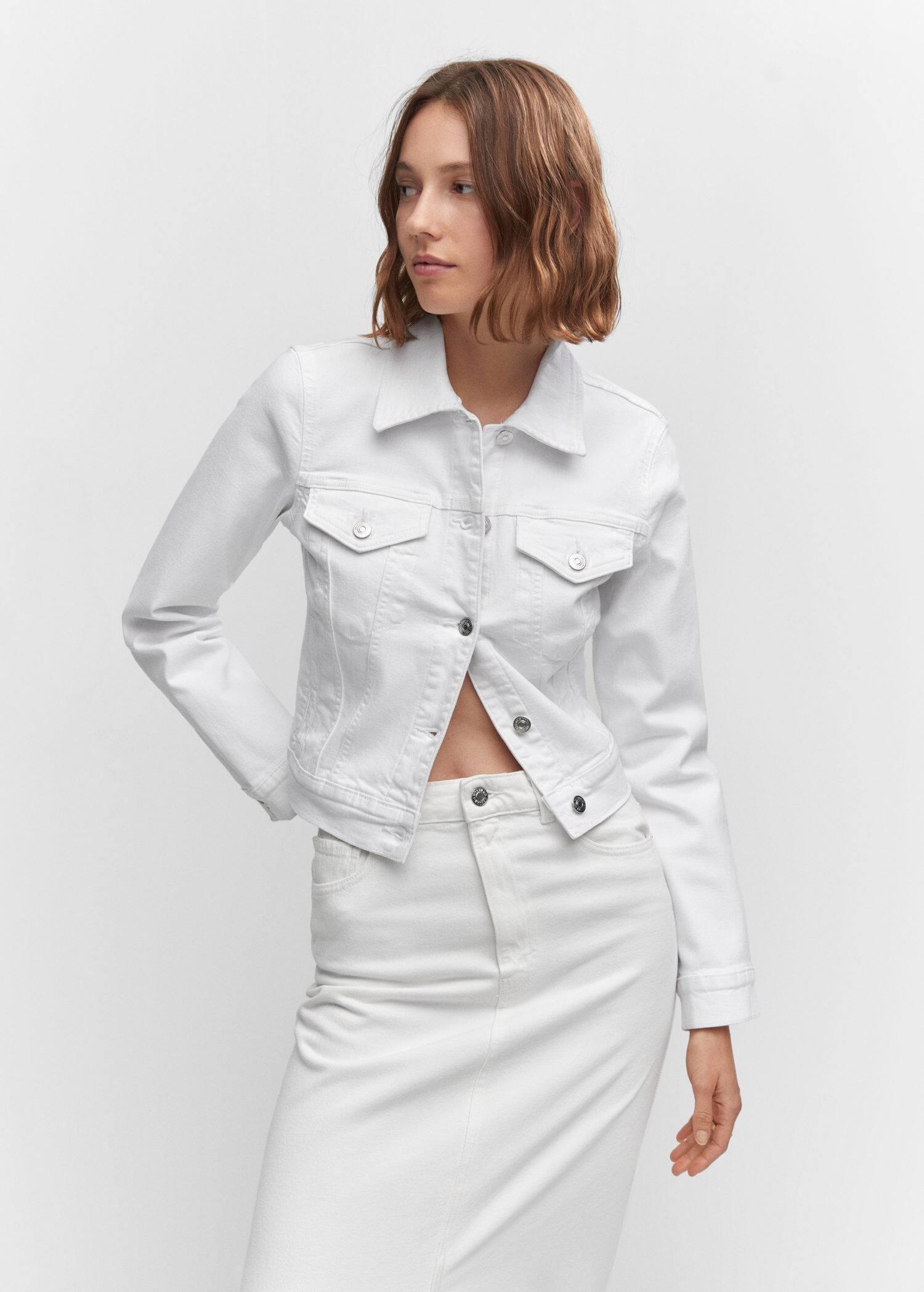 Mango White Pocketed Denim Jacket | Azadea UAE