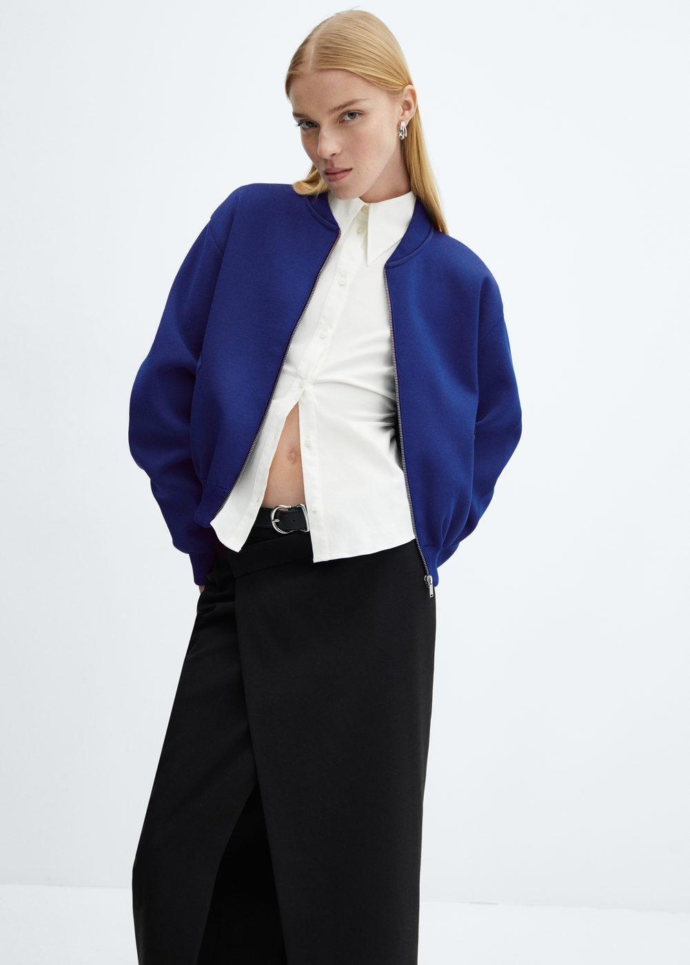 Mango Navy Knitted Bomber Jacket | Azadea UAE