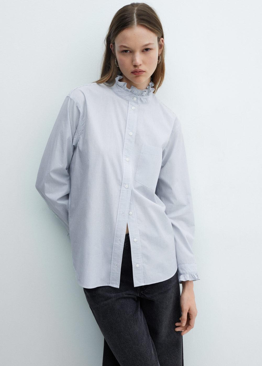 تسوق White Ruffle Neck Shirt Mango | أزاديا الإمارات العربية المتحدة