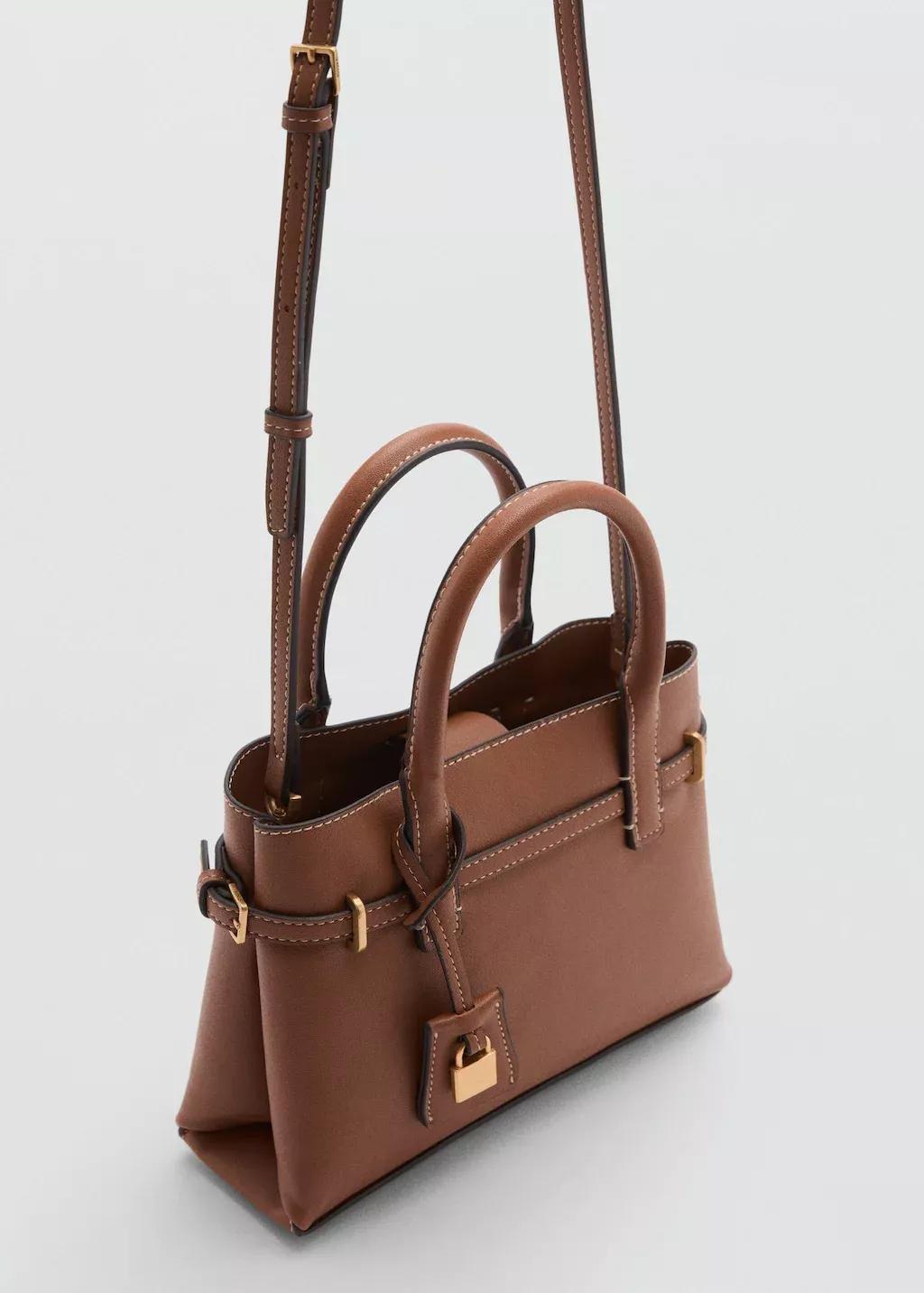 Mango Brown Mini-Shopper With Rear Padlock | Azadea UAE