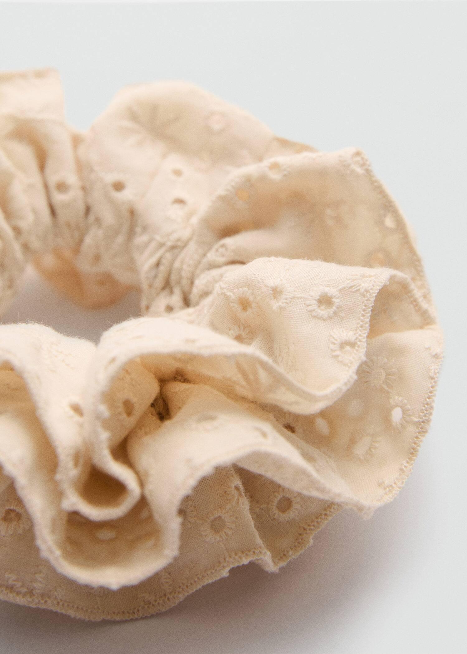 Mango light beige Embroidered maxi scrunchie | Azadea UAE