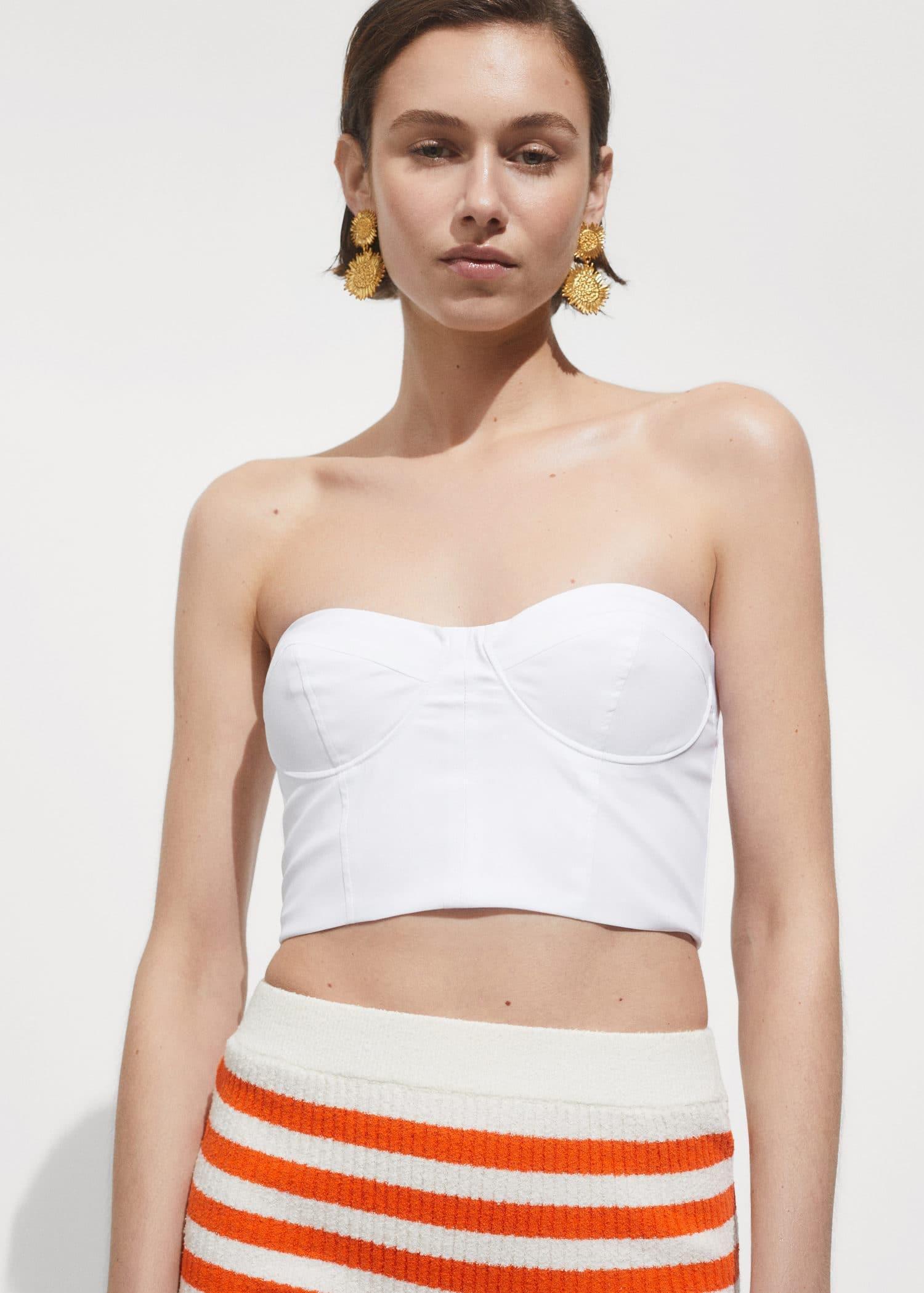 تسوق white Strapless cropped top Mango | أزاديا الإمارات العربية المتحدة