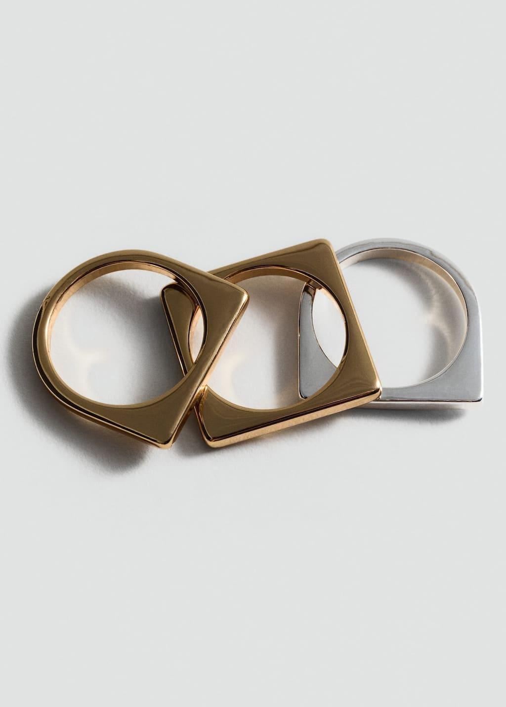 تسوق gold Pack of 3 combined rings Mango | أزاديا الإمارات العربية المتحدة