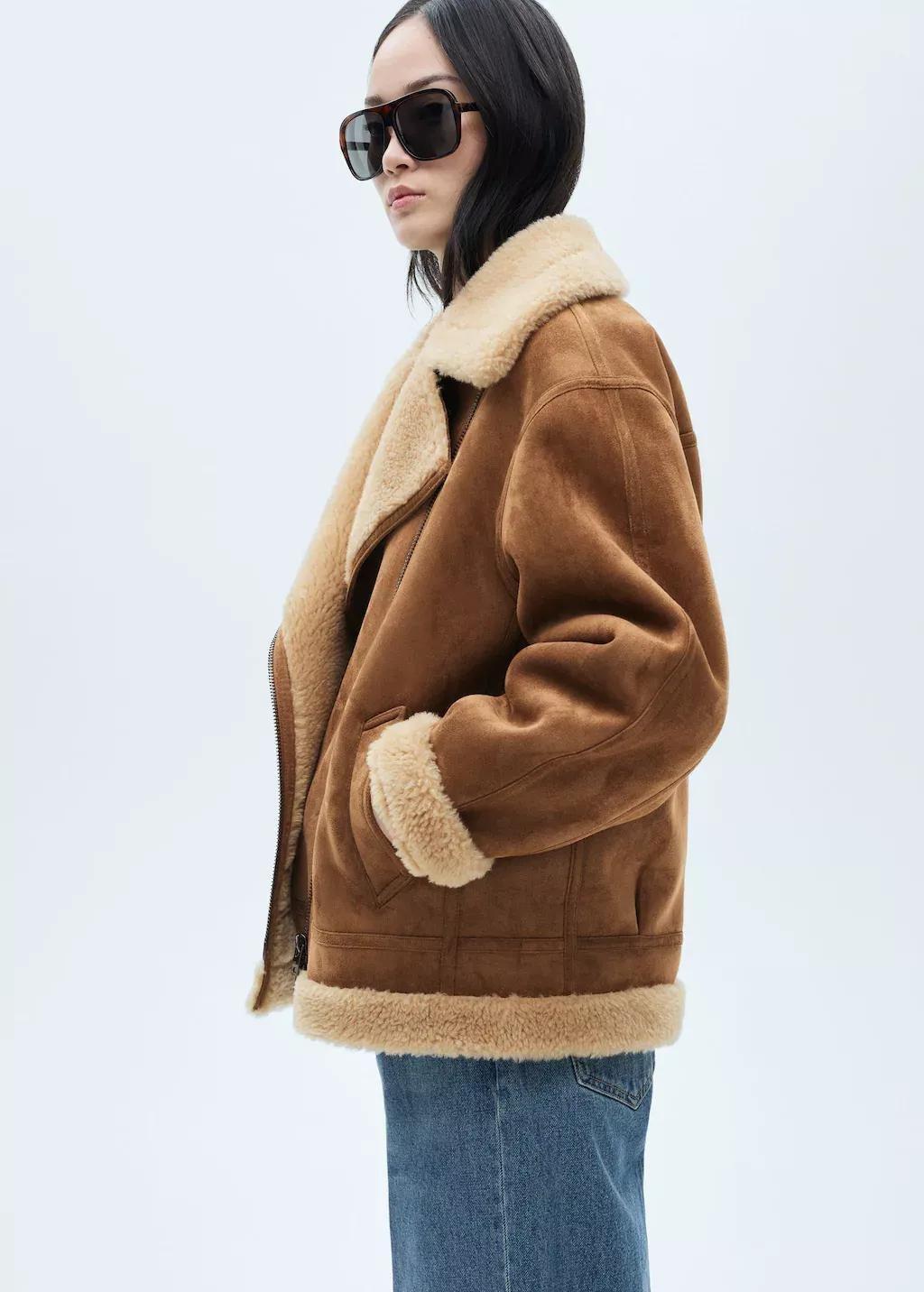 تسوق Brown Jacket With Shearling-Effect Lining Mango | أزاديا الإمارات ...