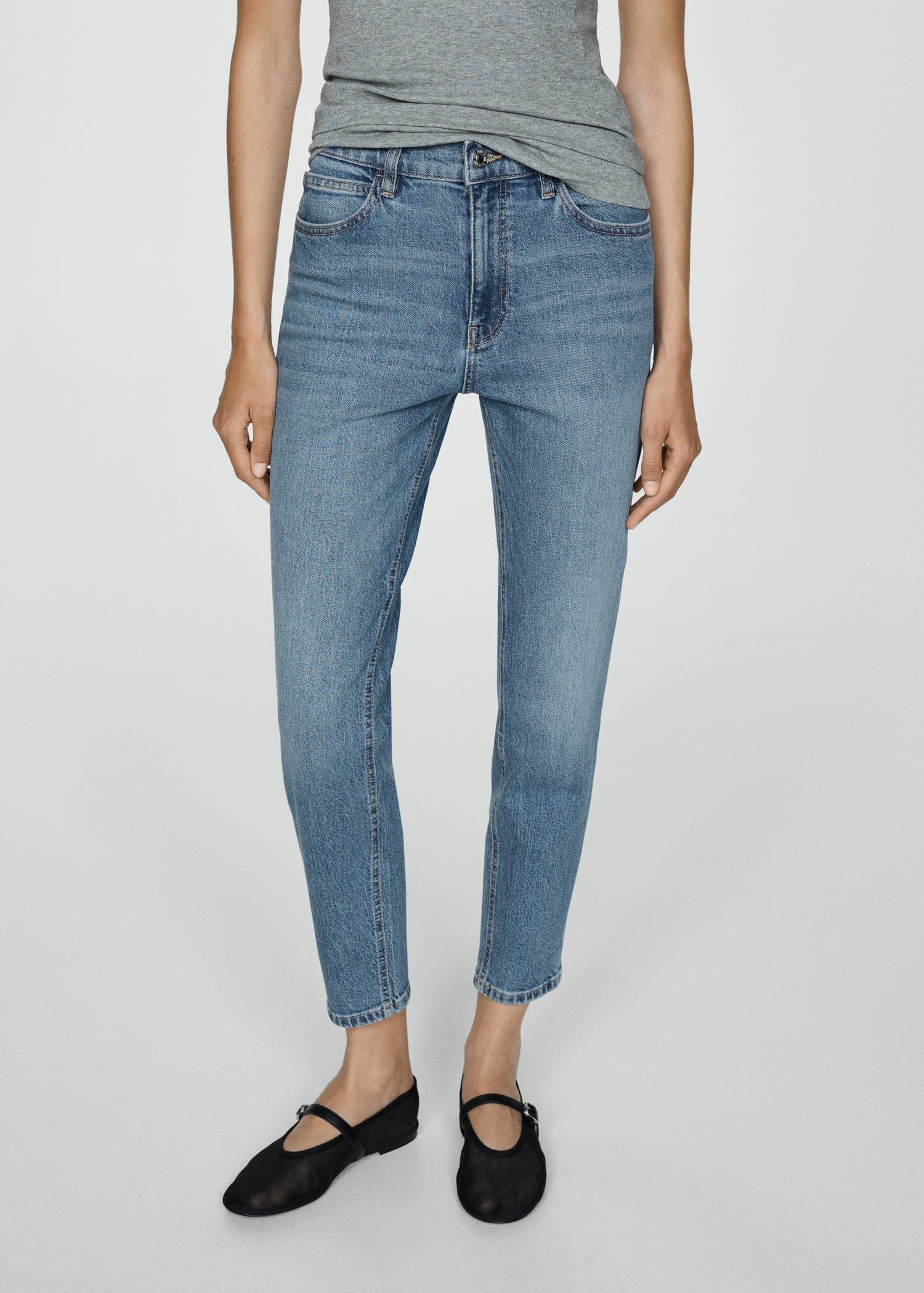 تسوق open blue Jeans Newmom comfort high rise Mango | أزاديا الإمارات ...