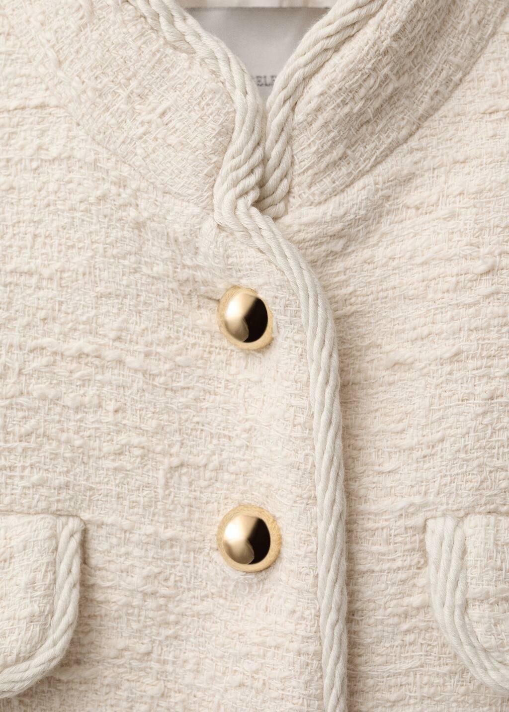 Mango Beige Tweed Jacket With Striped Collar | Azadea UAE