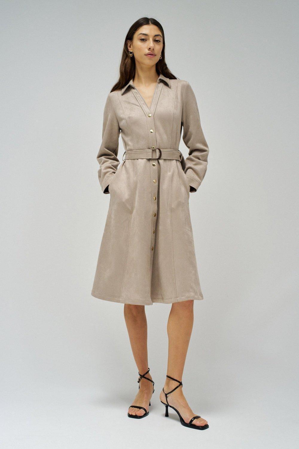 Salsa Jeans Beige Classic Midi Shirt Dress | Azadea UAE