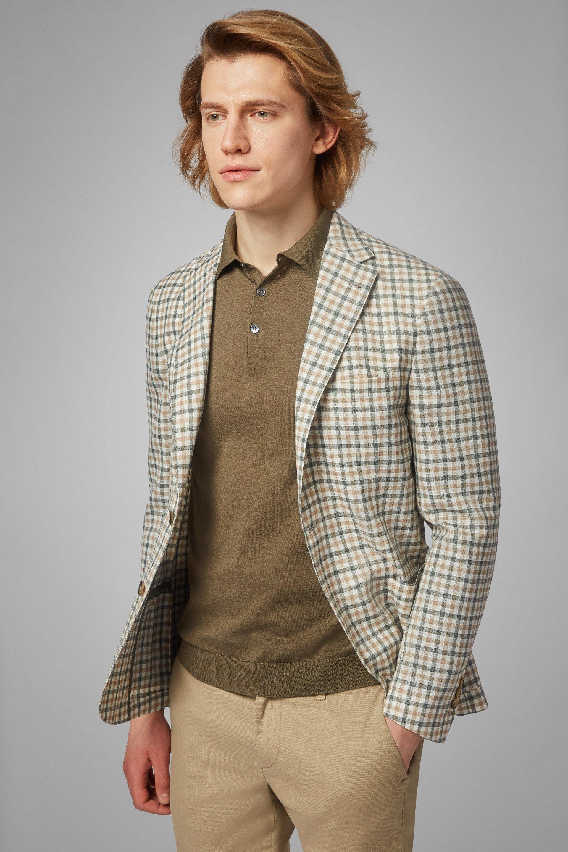 Boggi Milano Beige Green Wool/Linen Blend Aria Blazer | Azadea Qatar