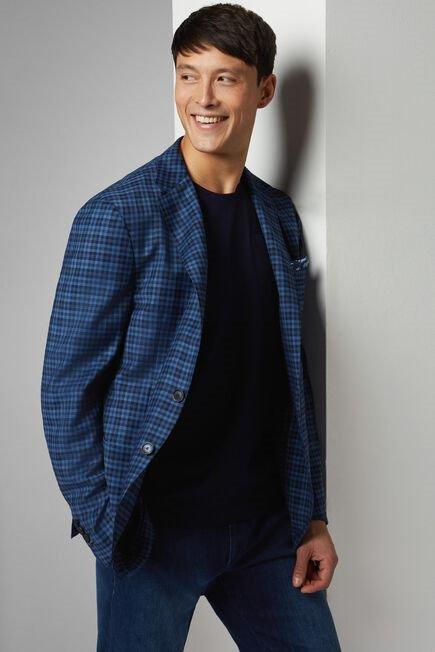 Boggi Milano Blue Wool Blend Aria Blazer | Azadea Qatar