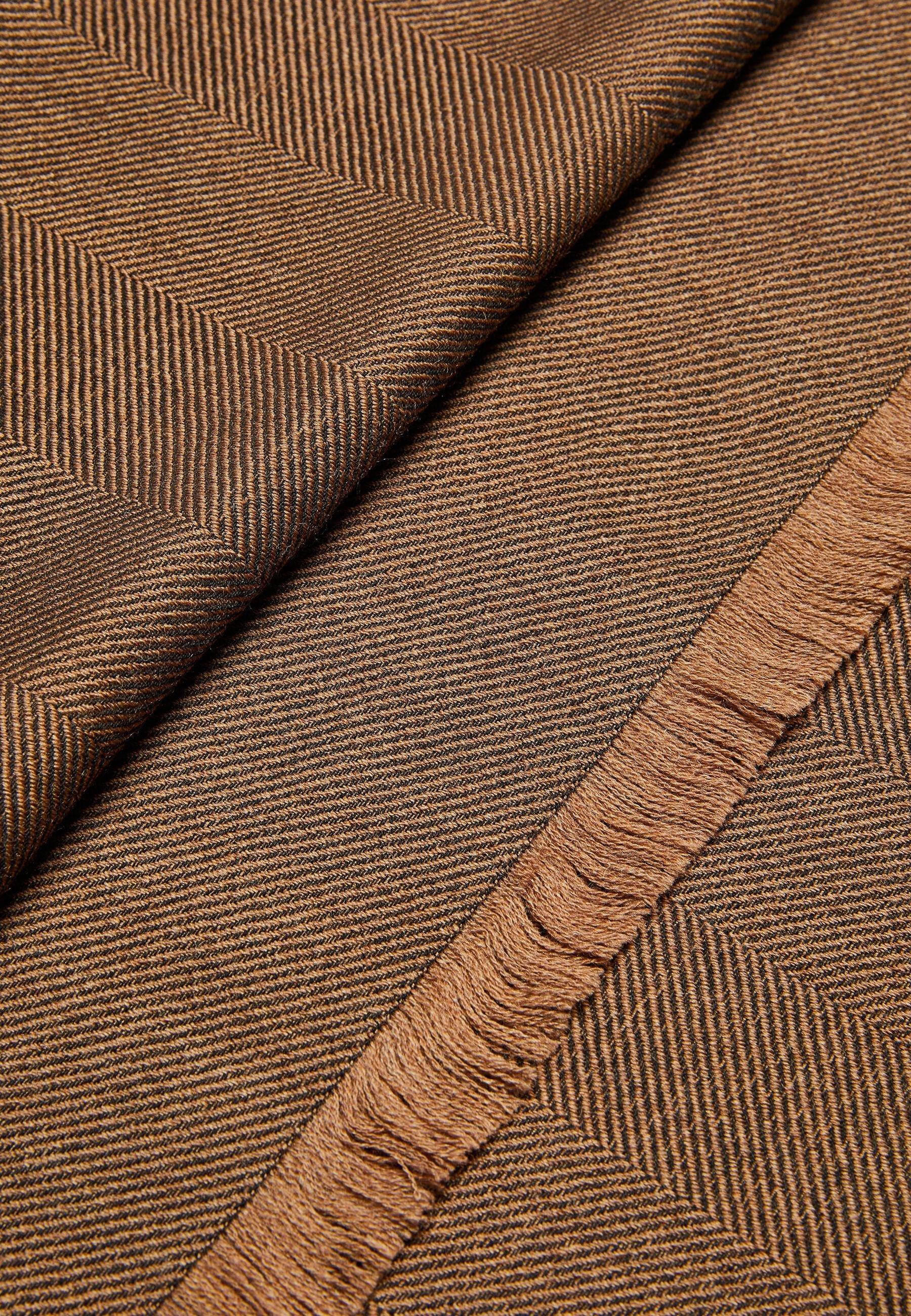 Boggi Milano Brown Herringbone Wool Scarf | Azadea UAE