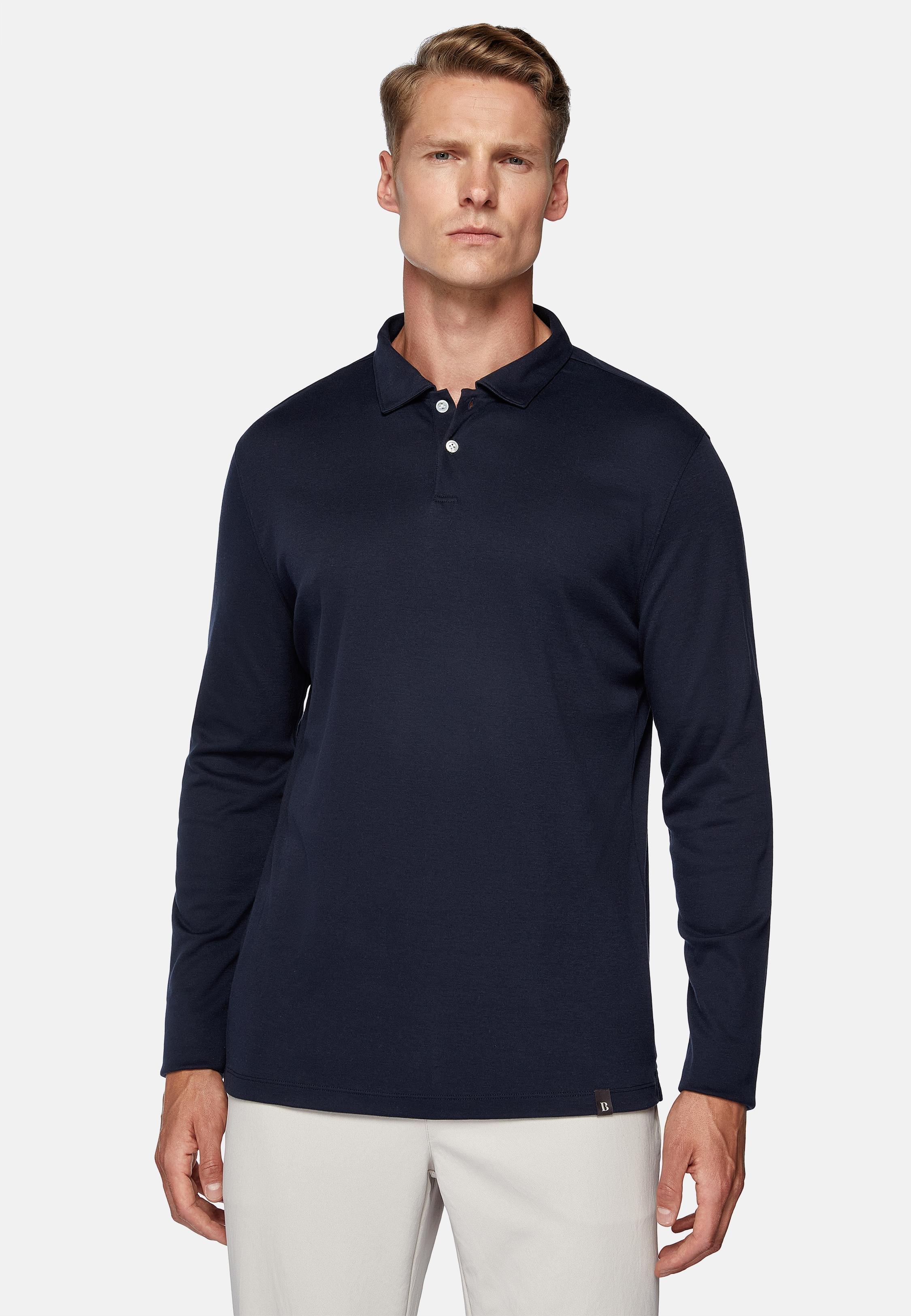 Boggi Milano Blue Cotton Polo Shirt | Azadea Qatar