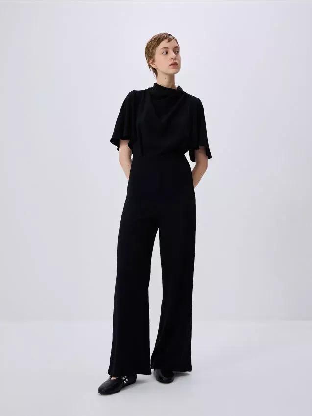 Reserved Black Jumpsuit With Short Sleeve | Azadea Qatar