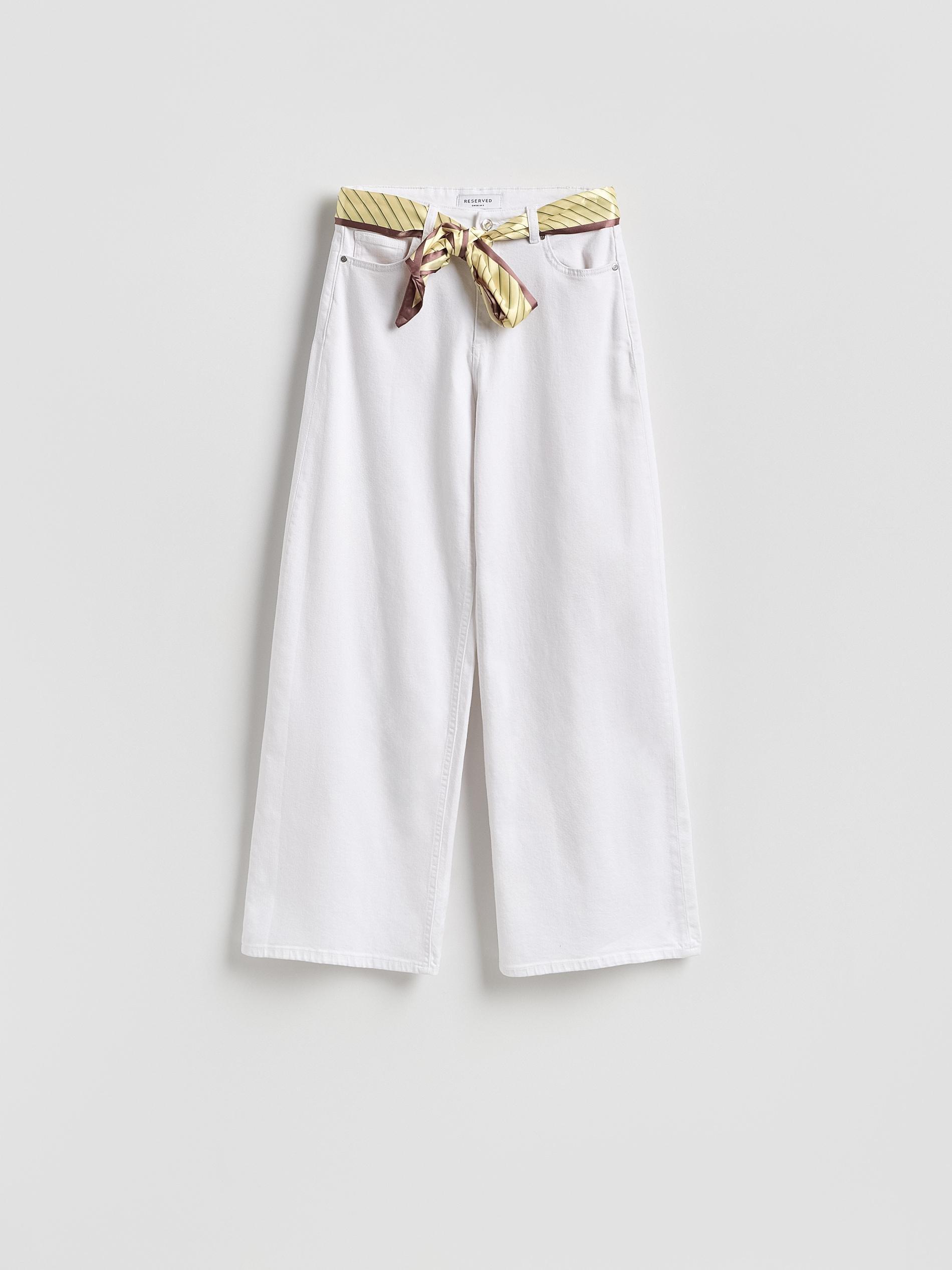 تسوق White Wide Leg Jeans With Scarf Reserved | أزاديا الإمارات العربية ...