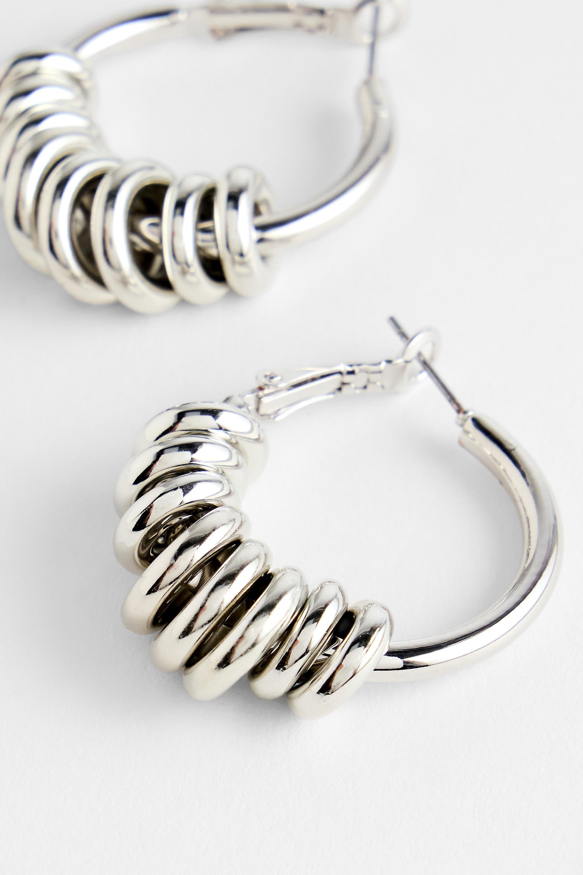 Urban Outfitters Silver Silence + Noise Ring Stack Hoop Earrings ...