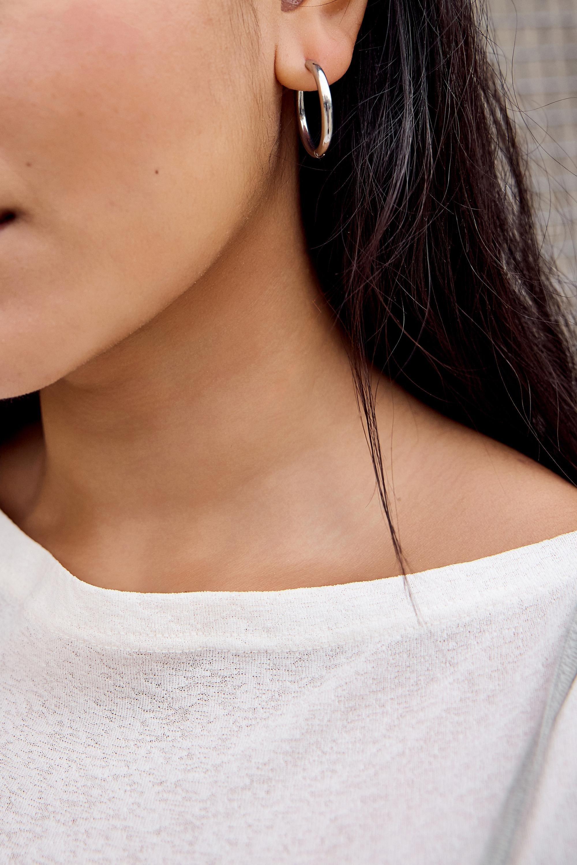 Urban Outfitters Silver Uo Tunnel Hoop Earrings 3-Pack | Azadea UAE