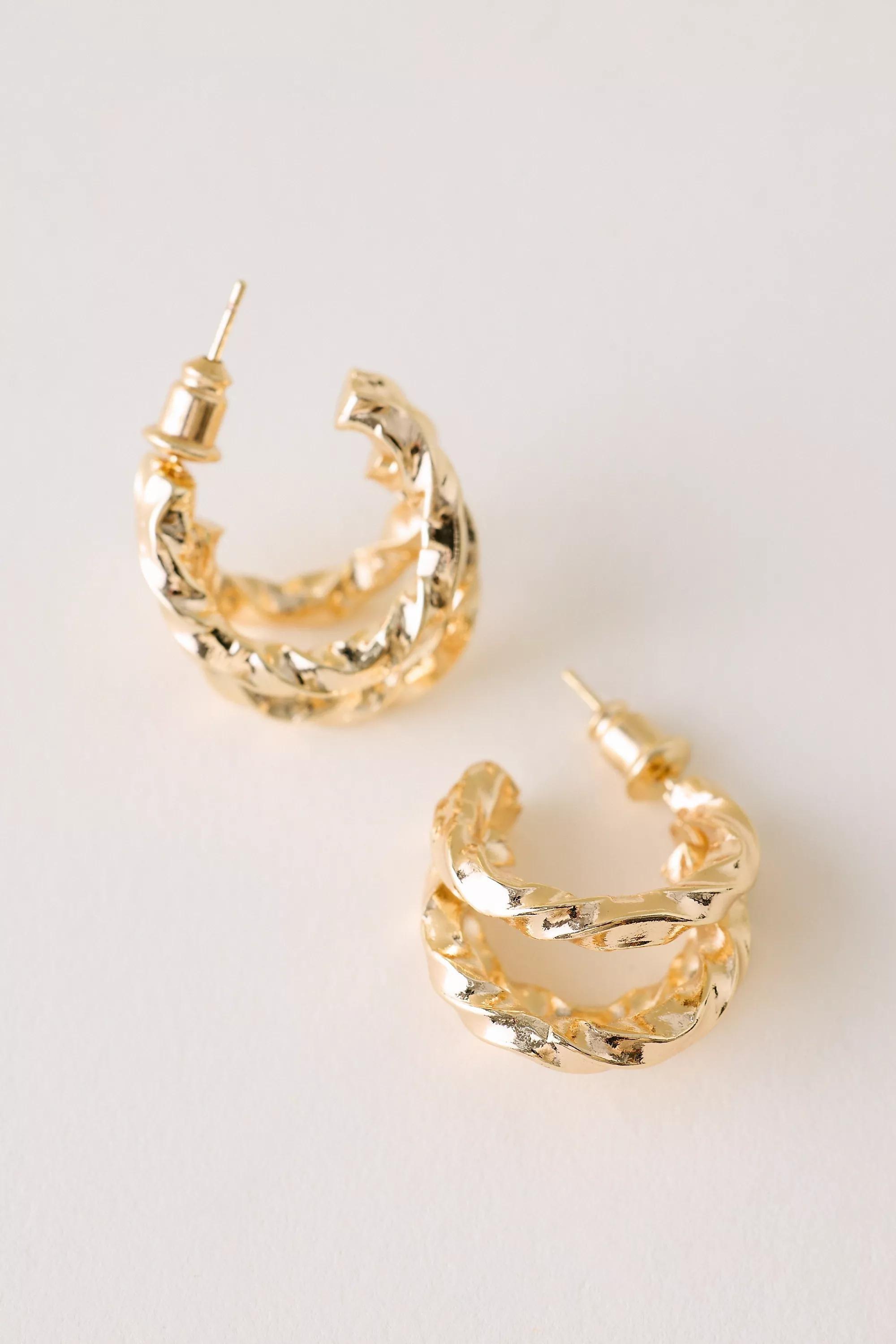 Anthropologie Triple Stacker Hoop Earrings, Gold | Azadea UAE