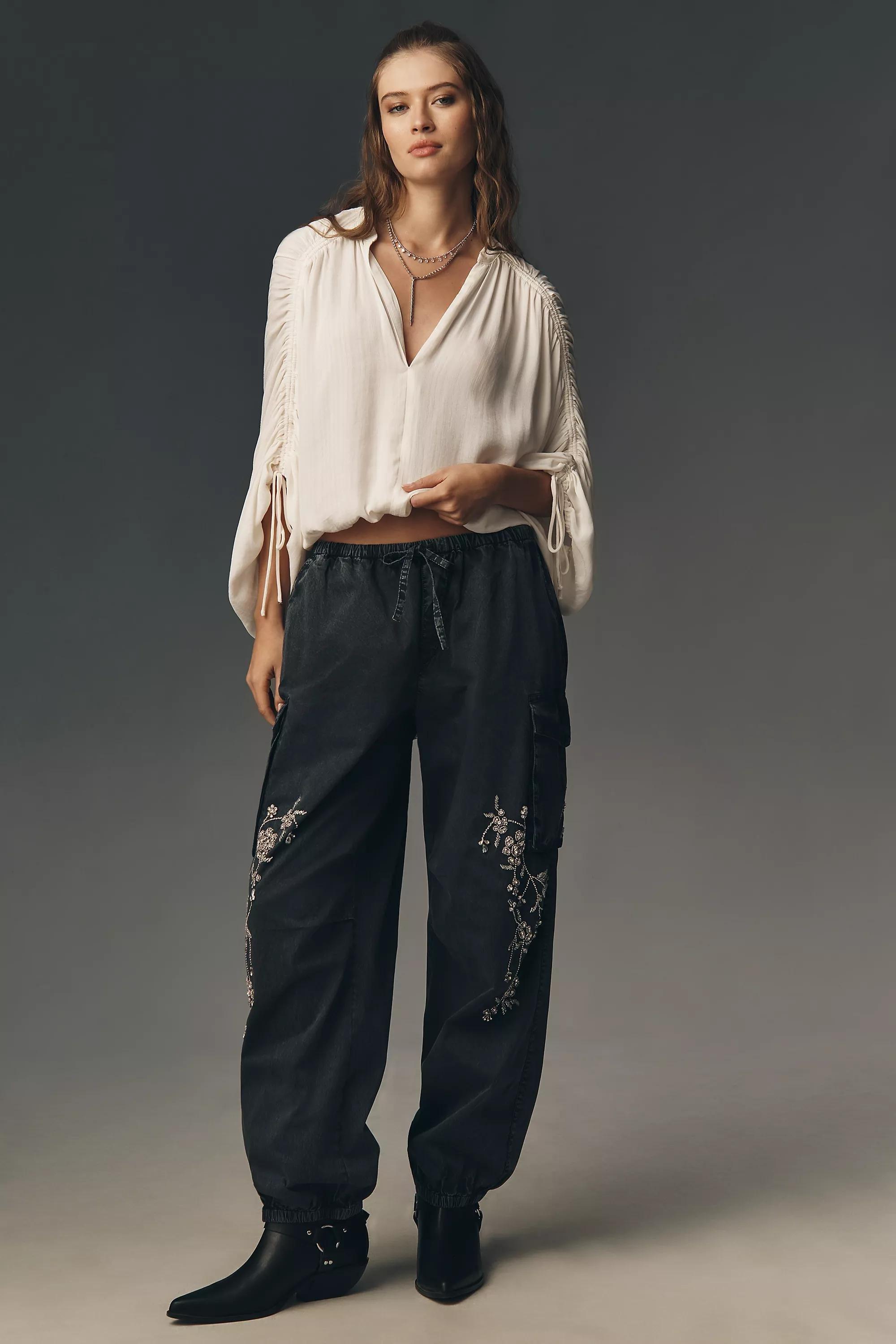 تسوق By Pilcro Crystal-Embellished Balloon Trousers, Grey Anthropologie ...
