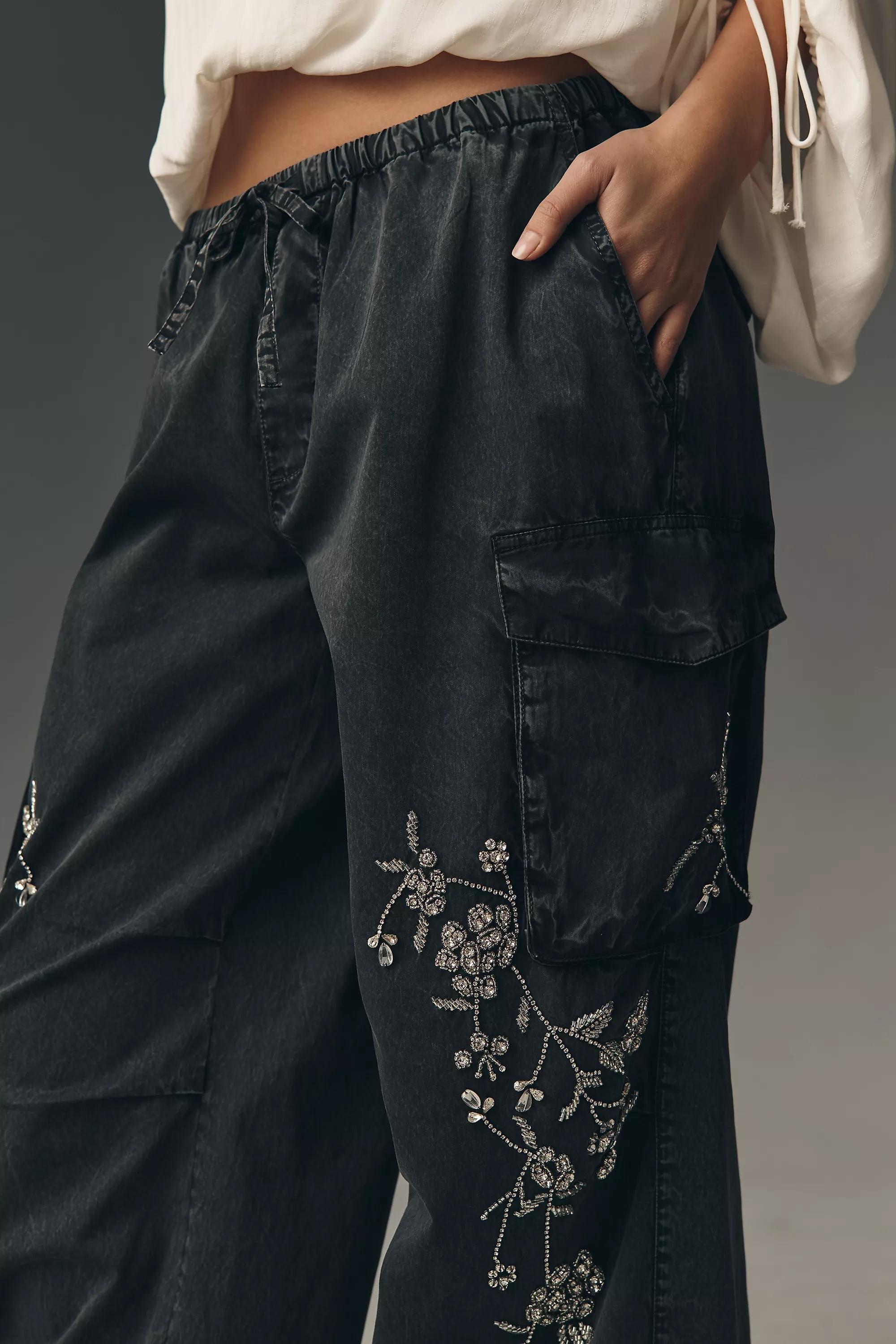 Anthropologie By Pilcro Crystal-Embellished Balloon Trousers, Grey ...