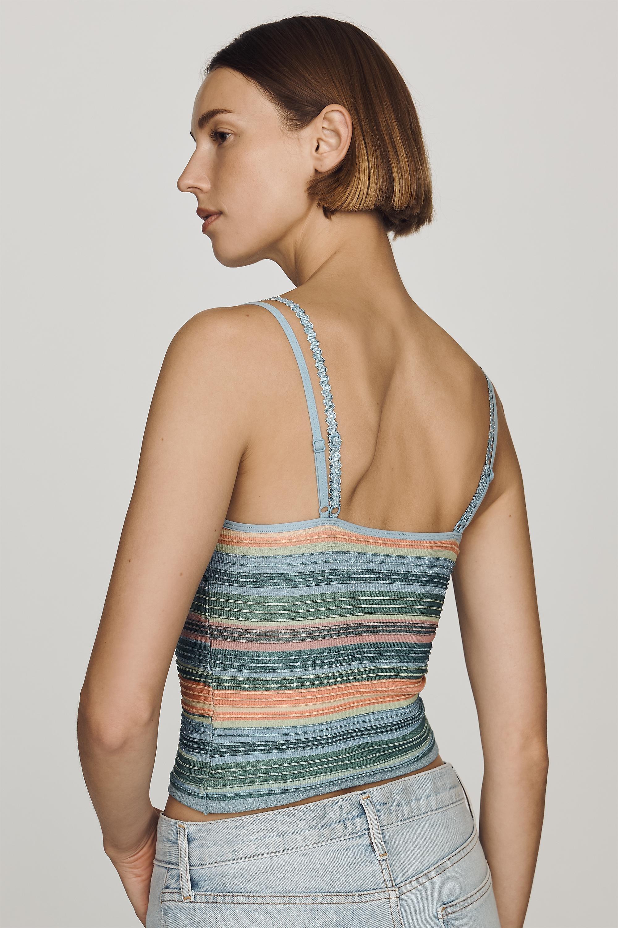 Anthropologie Lyrebird Sparkle Rainbow Stripe Double-Strap Tank Top ...