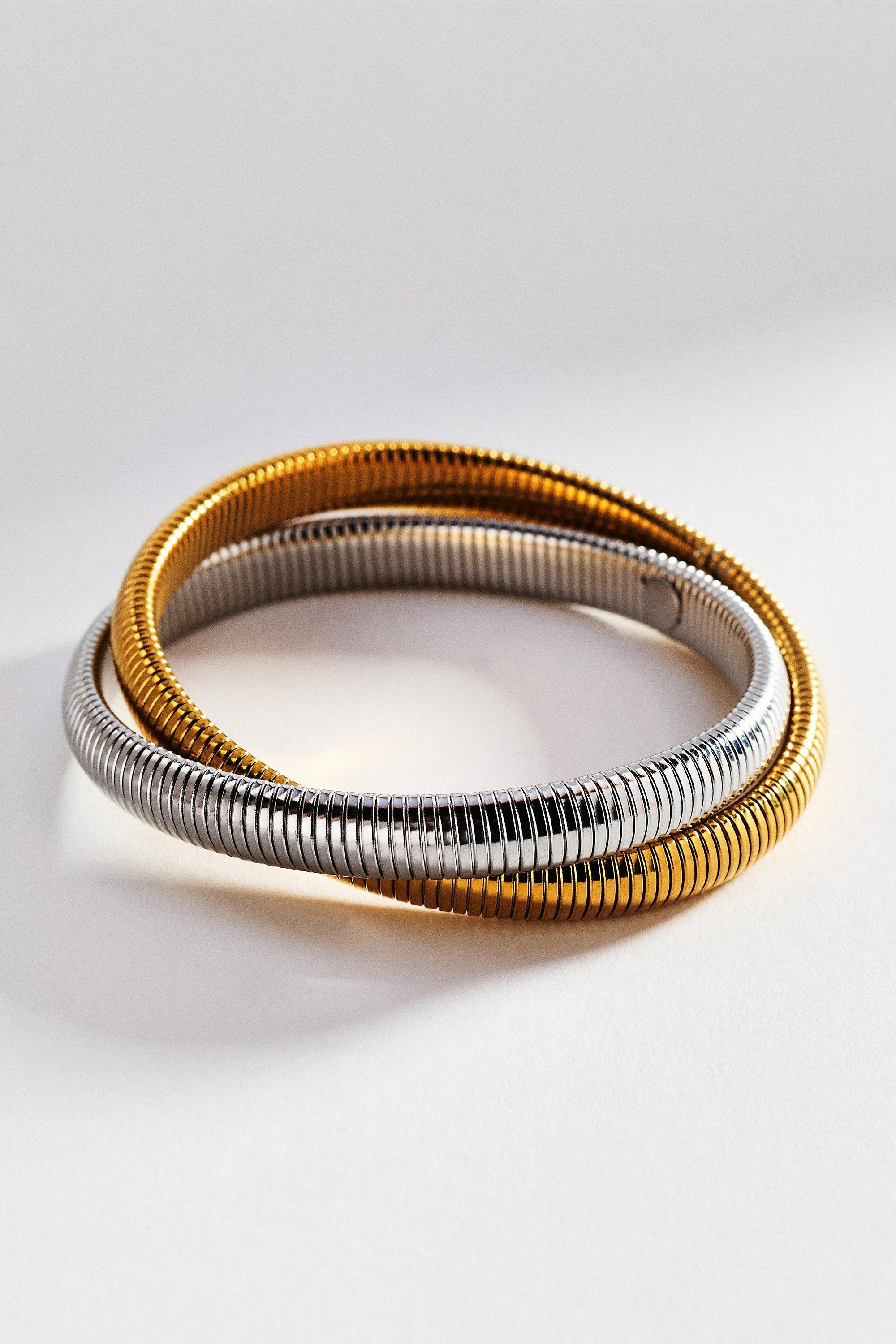 Anthropologie Textured Metal Bracelet, Gold | Azadea UAE