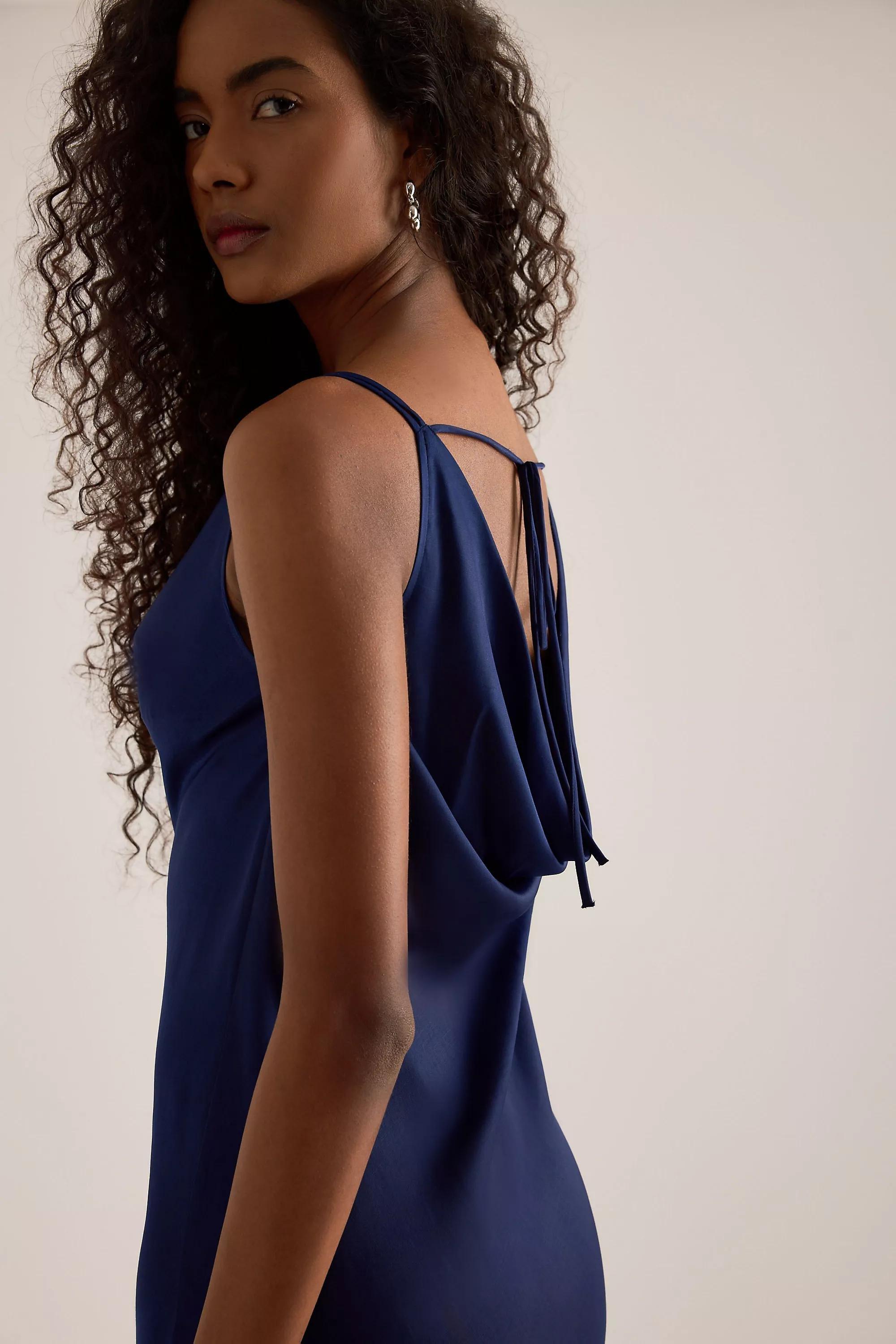 Anthropologie Selected Giona Cami Cowl-Neck Maxi Dress, Blue | Azadea UAE