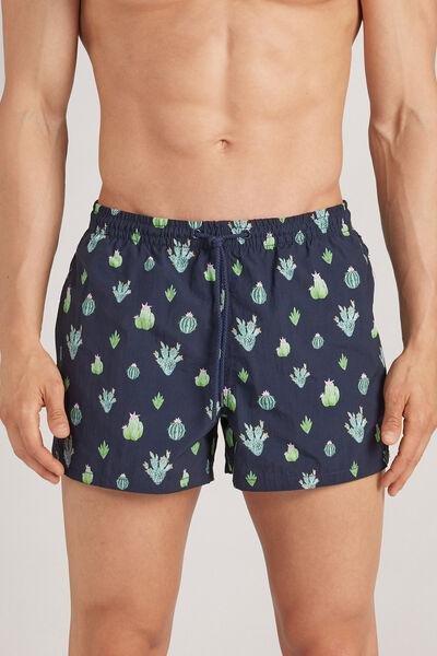Intimissimi Uomo Black 649j Stampa Cactus Short Swim Trunks With