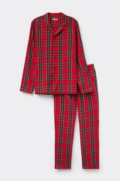 IUMAN INTIMISSIMI UOMO Red Long Linen Scottish Check Print Pyjama Set | Azadea UAE