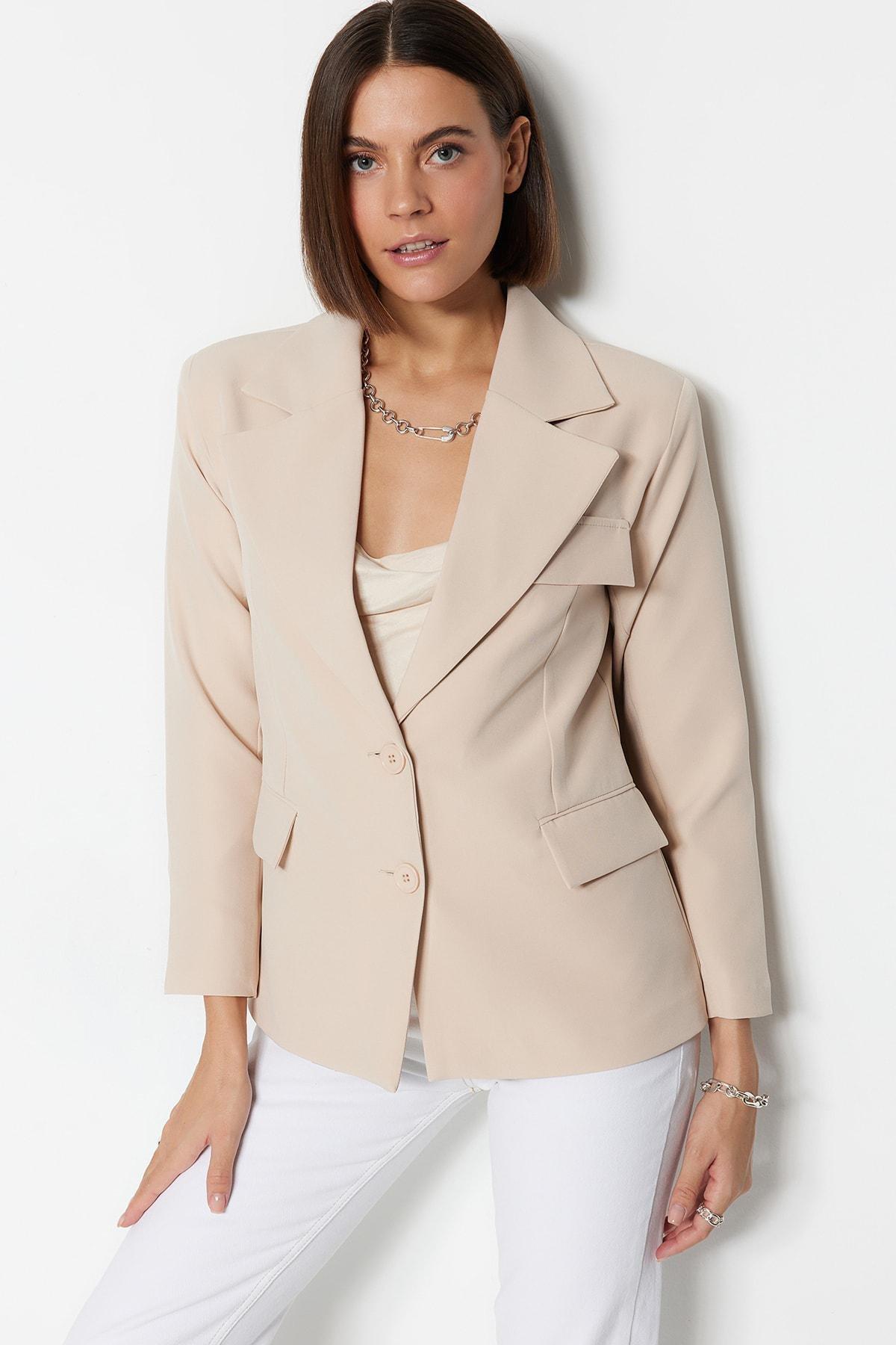 Trendyol Cream Oversize Puffer Blazer | Azadea UAE